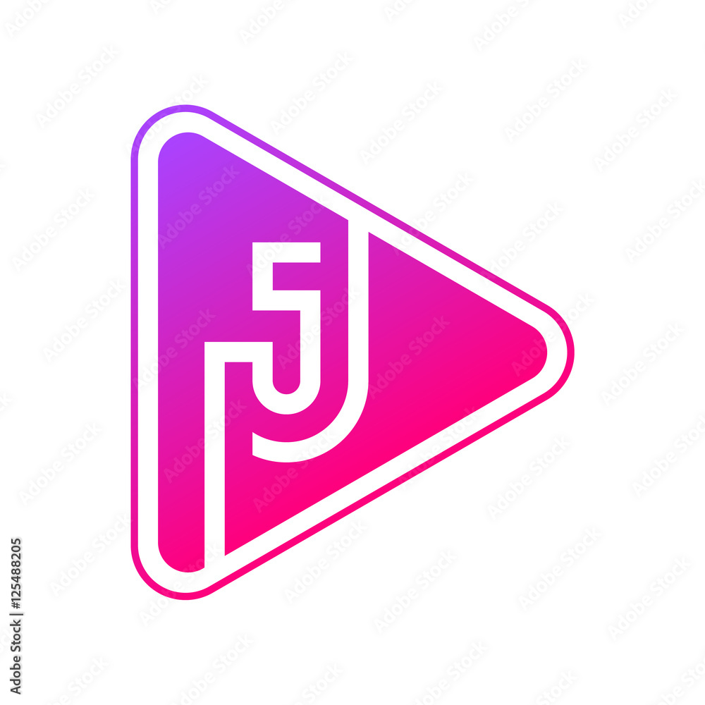 Letter J rounded triangle shape colorful,Multimedia and Play logo ...