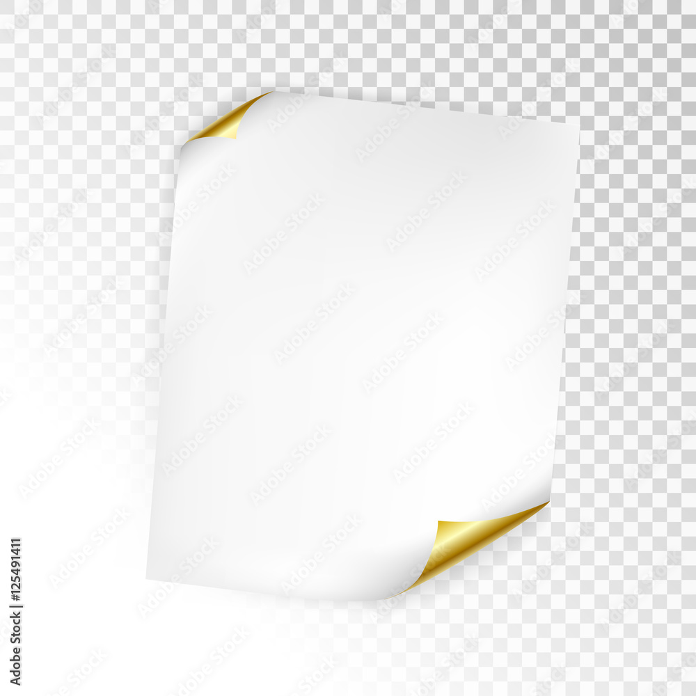 White sheet of paper on transparent background. Vector illustration ...