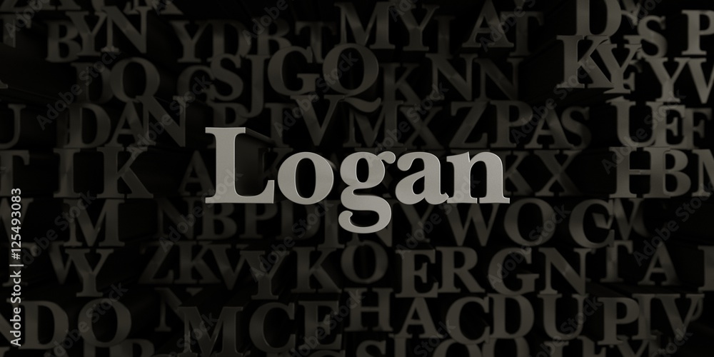 Logan - Stock image of 3D rendered metallic typeset headline ...