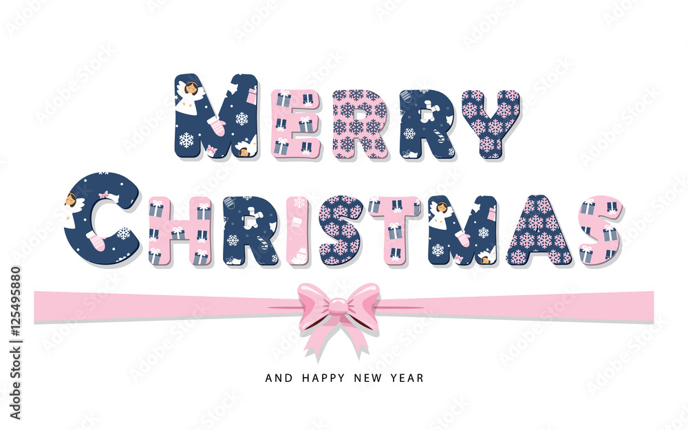 Merry Christmas lettering with paper cutout letters from different ...