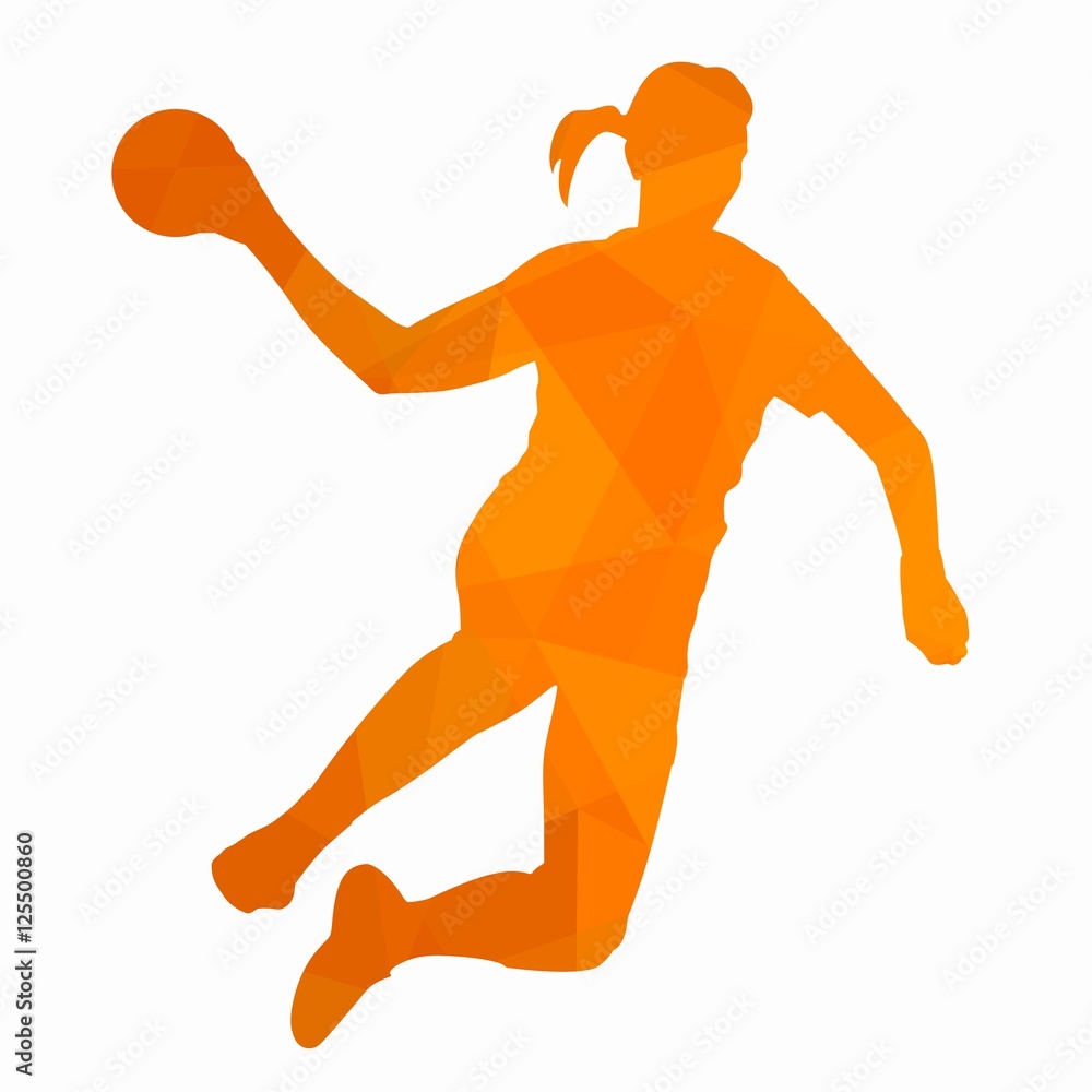 Silhouette woman handball player. vector drawing Stock Vector | Adobe Stock