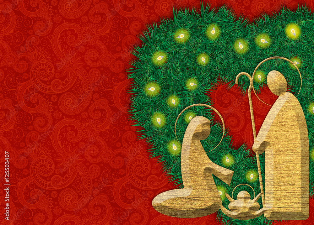 Christmas nativity scene, Holy family Mary Joseph and baby Jesus ...