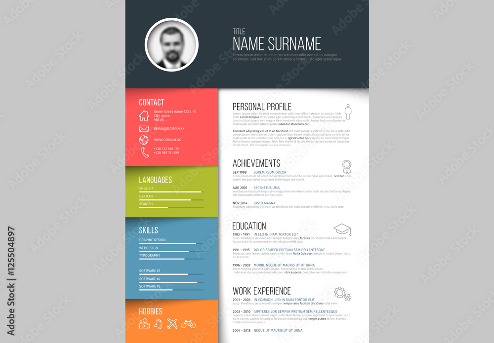Resume Layout - Portrait 1 Stock Template | Adobe Stock