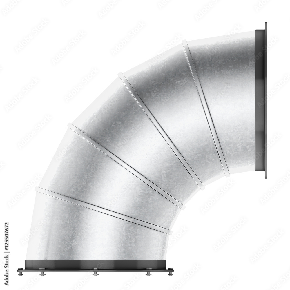 Bend of air duct 90 degree isolated on white background. 3d rend Stock ...