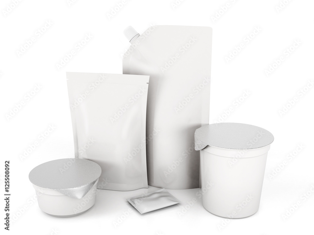 Set template packaging for food top view. 3d rendering Stock ...
