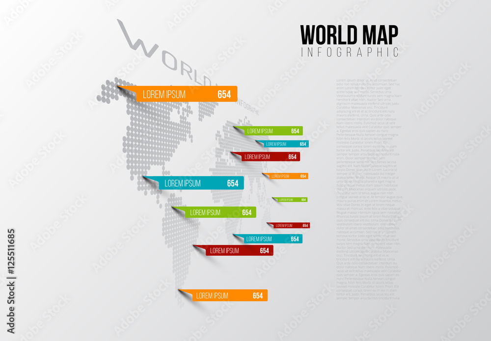 Wold Map Infographic with Wall Element Stock Template | Adobe Stock