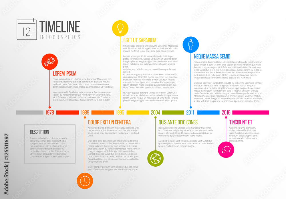 Multicolored Tab Timeline Infographic Stock Template | Adobe Stock