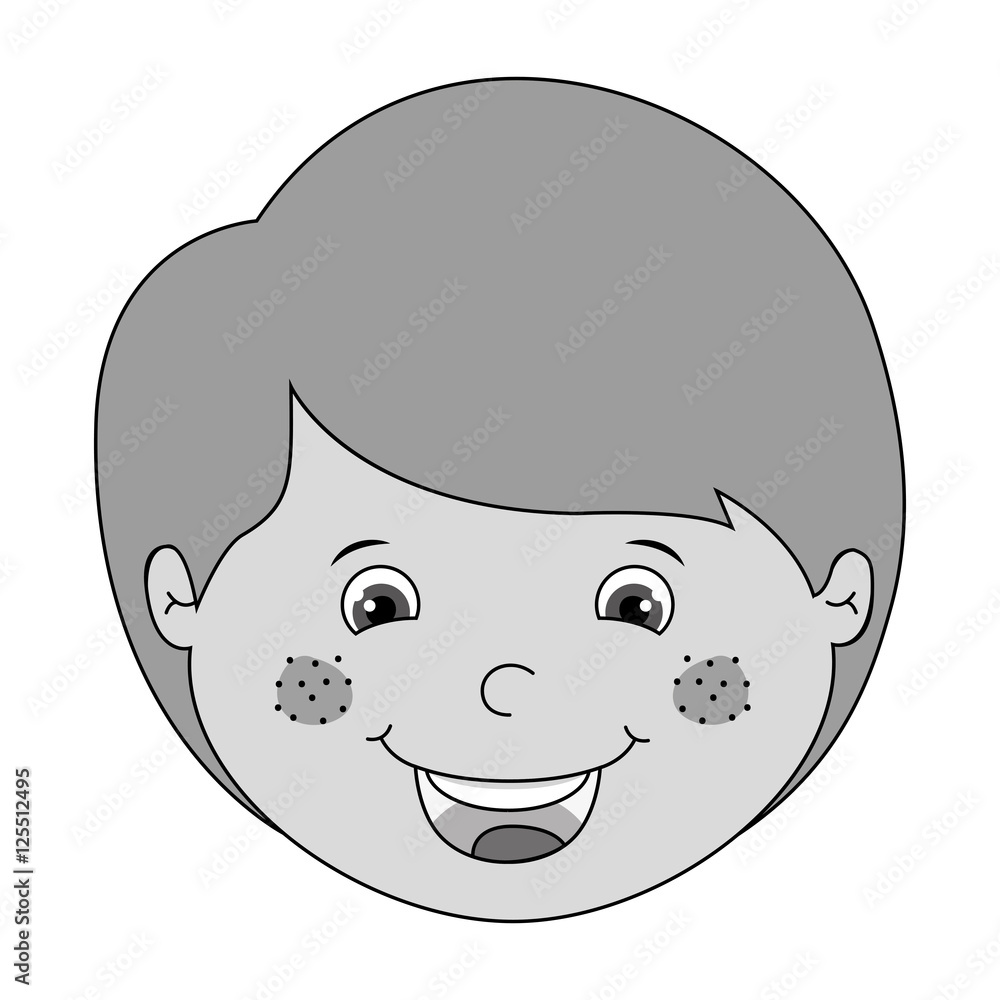 little cute boy face smiling over white background. vector illustration ...