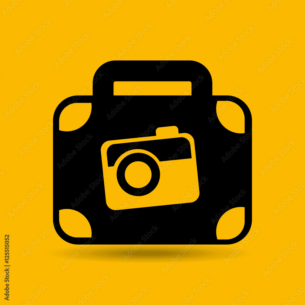 concept travel suitcase and camera icon button design, vector ...