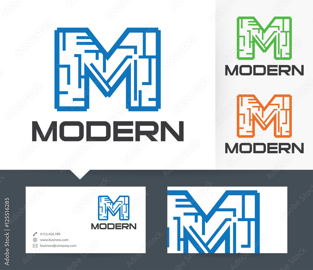Modern vector logo with business card template Stock Vector | Adobe Stock