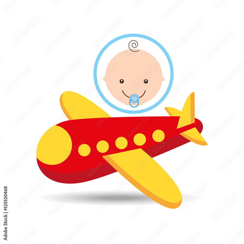 cartoon airplane red toy baby icon vector illustration eps 10 Stock ...