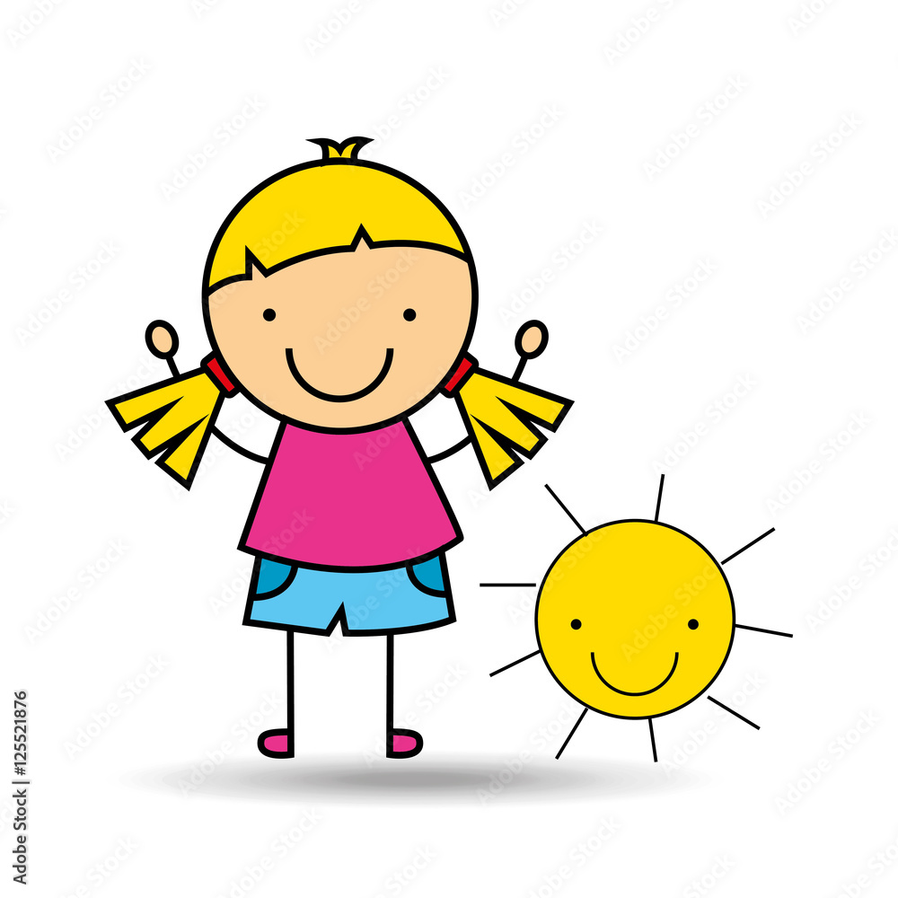girl happy cartoon sun smlile vector illustration eps 10 Stock Vector ...