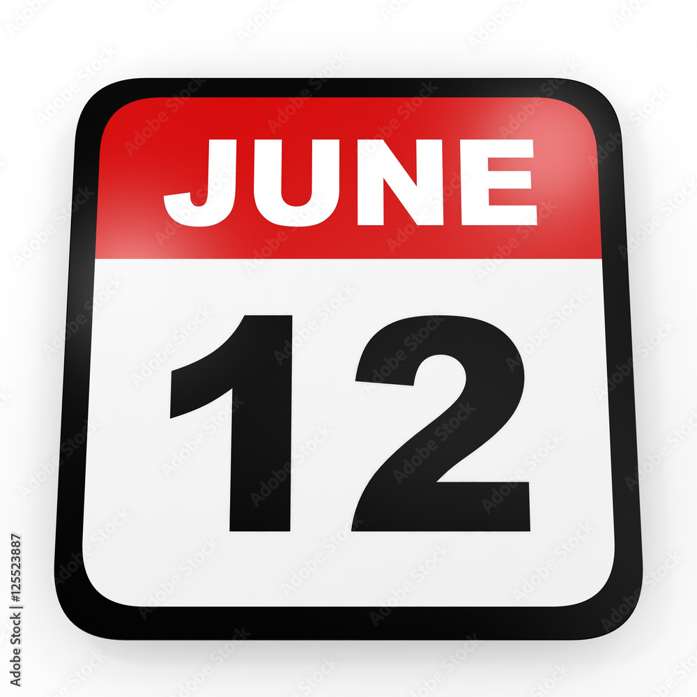 June 12. Calendar on white background. Stock Illustration | Adobe Stock
