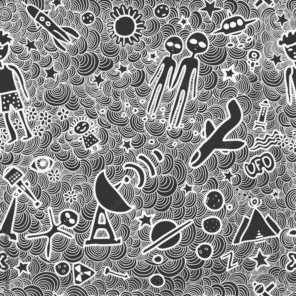 Seamless vector texture spiral line. Space travel, isledovanija, Stock ...