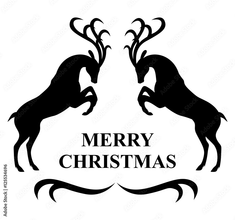 Merry Christmas deer card Stock Vector | Adobe Stock