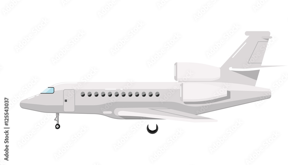 Side view of airplane isolated on white background vector illustration ...