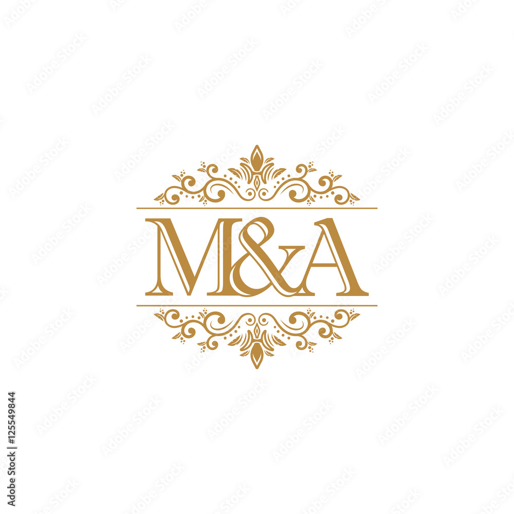 M&A Initial logo. Ornament gold Stock Vector | Adobe Stock