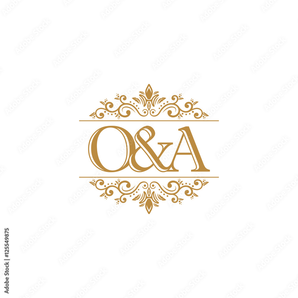 O&A Initial logo. Ornament gold Stock Vector | Adobe Stock