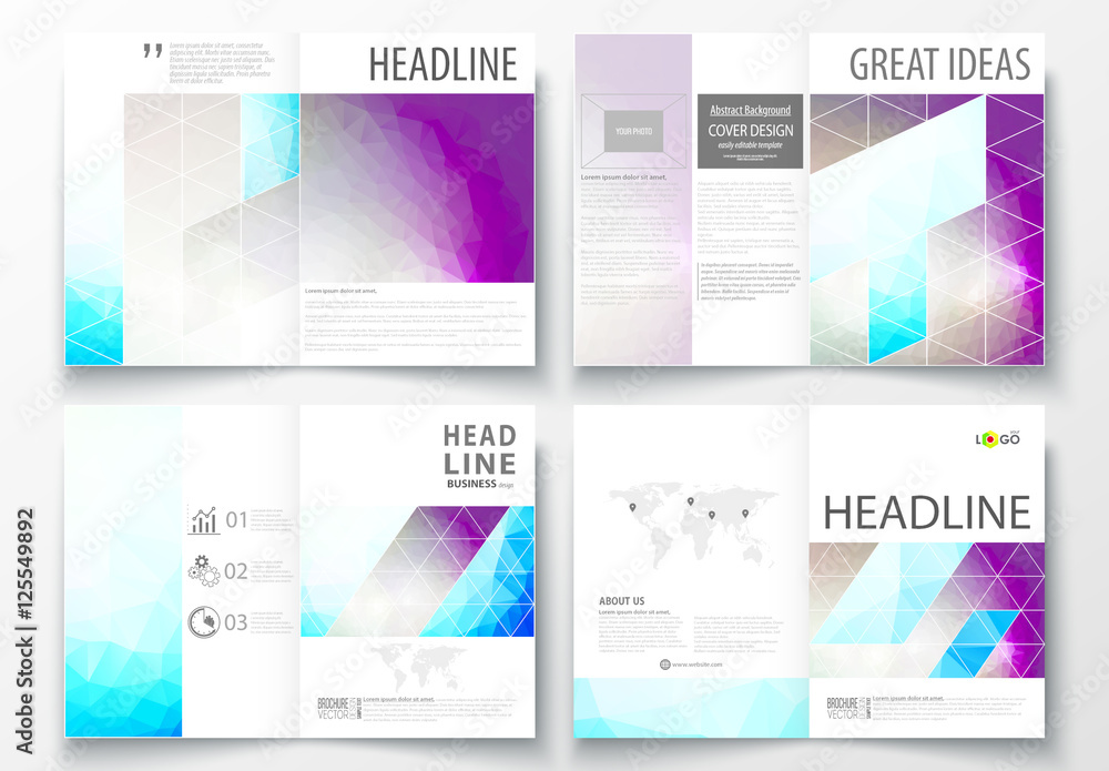 A4 Brochure Layout with Cool Tone Geometric Design Element 8 Stock ...