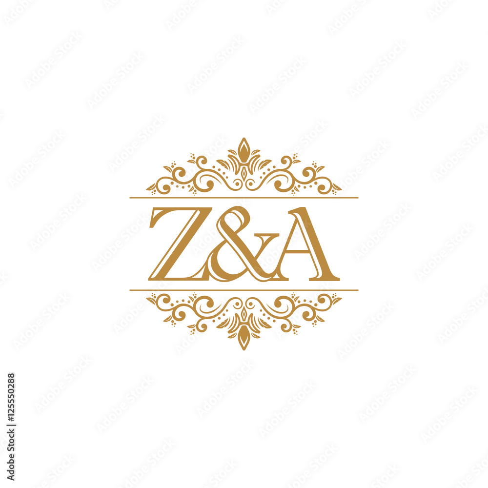 Z&A Initial logo. Ornament gold Stock Vector | Adobe Stock