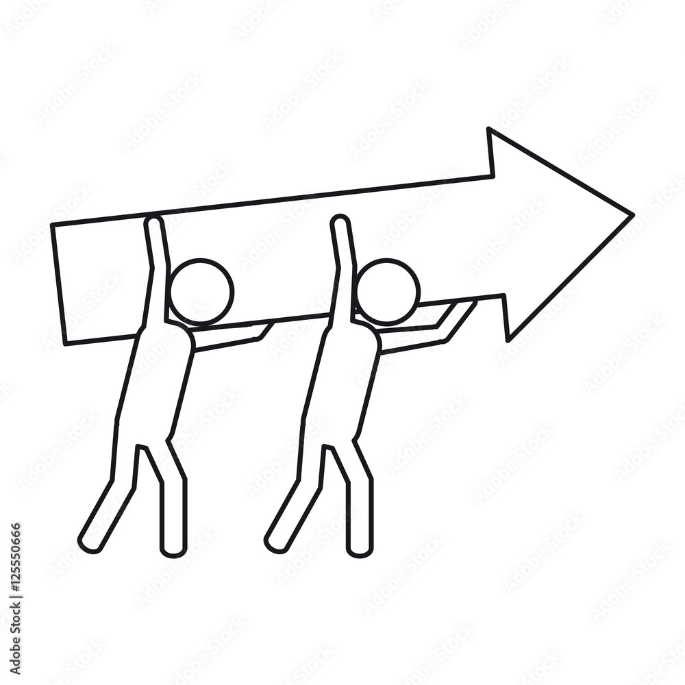 Group of pictograms with arrow icon. Teamwork support and collaborative ...