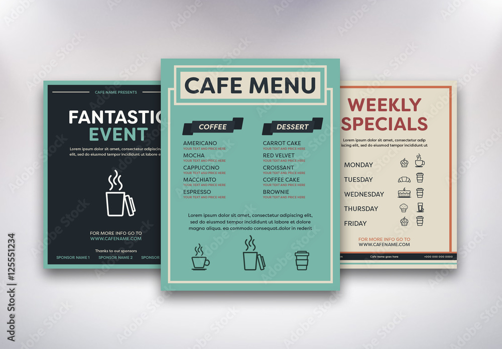 Coffee Shop Poster Set Stock Template | Adobe Stock
