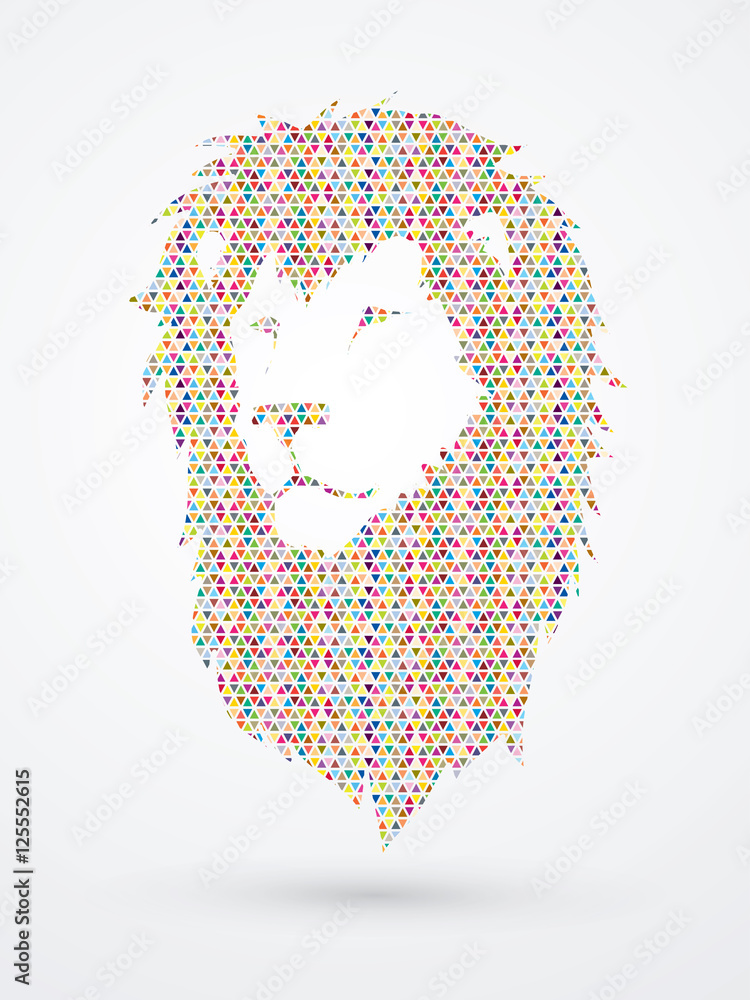 Lion head designed using colorful mosaic pattern graphic vector Stock ...
