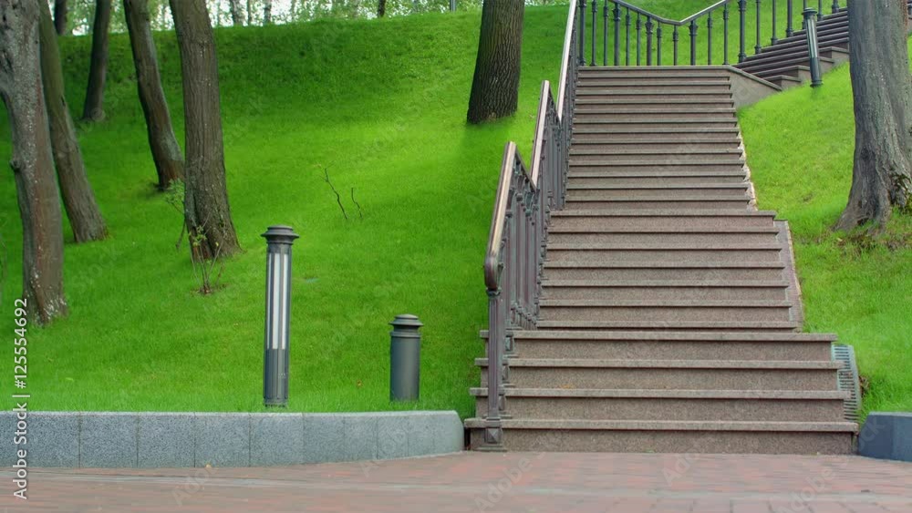 Vídeo do Stock: Stairs park. Staircase at park in spring. Park steps ...