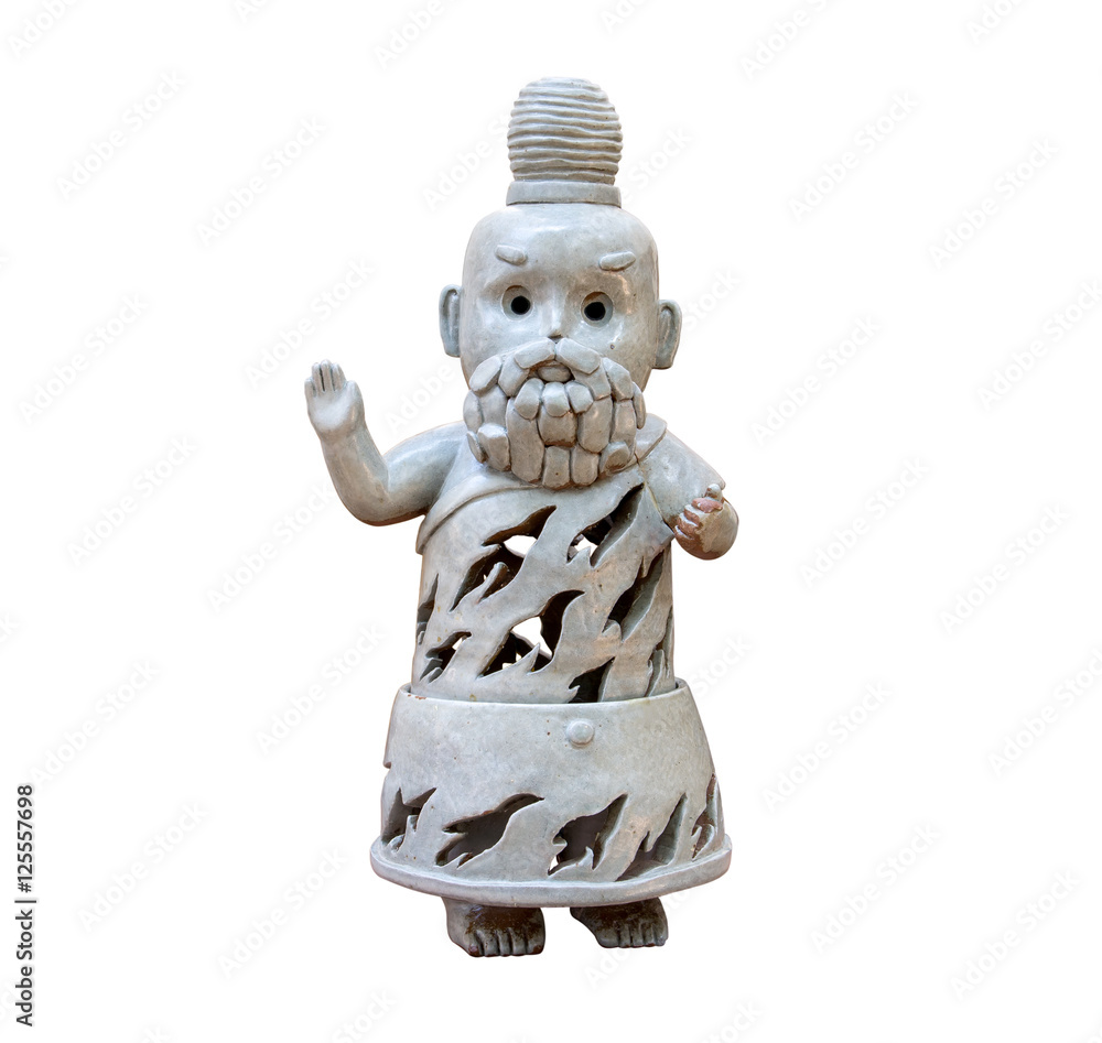 Hermit statue isolated on white background.Hermit sculpture isol Stock ...