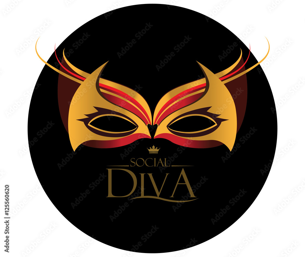 Diva Logo with Masquerade Glasses Stock Vector | Adobe Stock