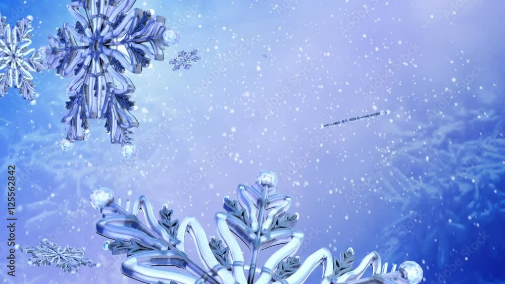 Flying group snowflake on blue snow background. Group of flying ...