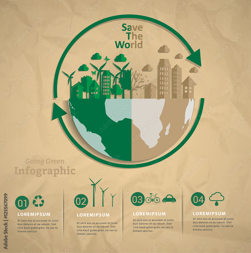 Vector infographic elements.Let's save the world together. renewable ...