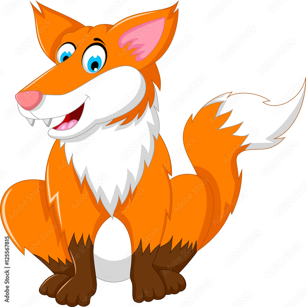 cute Cartoon Fox sitting Stock Illustration | Adobe Stock