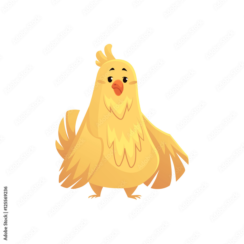 Cute and funny fat, chubby chicken, cartoon vector illustration ...