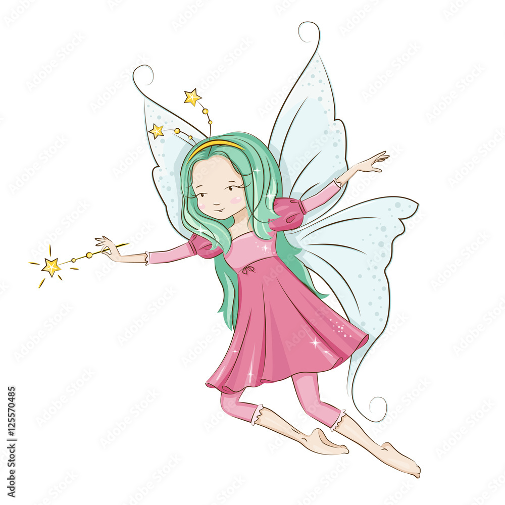 Cute little fairy. Illustration isolated on white background. Stock ...
