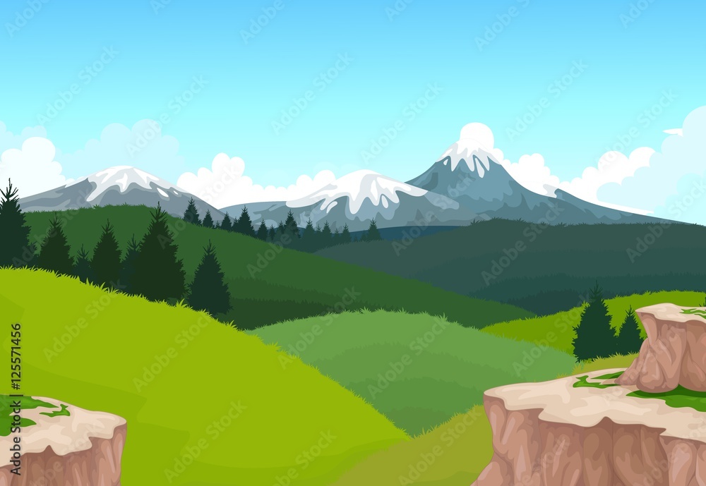 beauty hilly mountain with landscape background Stock Illustration ...