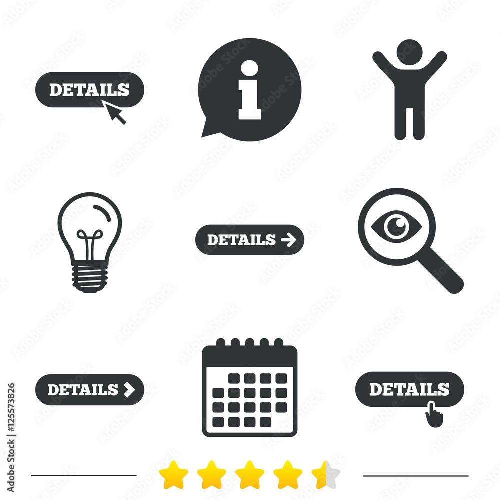 Details with arrow. More symbol and cursor. Stock Vector | Adobe Stock