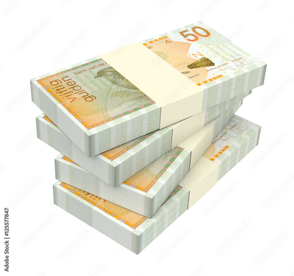 Netherlands Antillean guilder bills isolated on white background. 3D ...