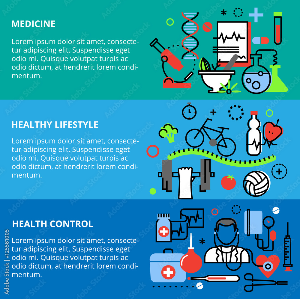 Concept of medicine, healthy style and health control objects Stock ...
