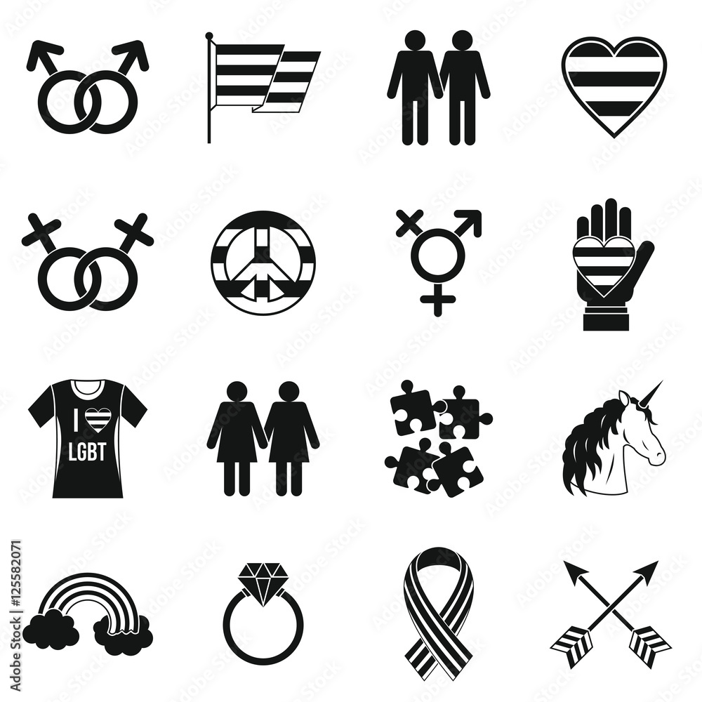 Lgbt icons set. Simple illustration of 16 lgbt vector icons for web ...