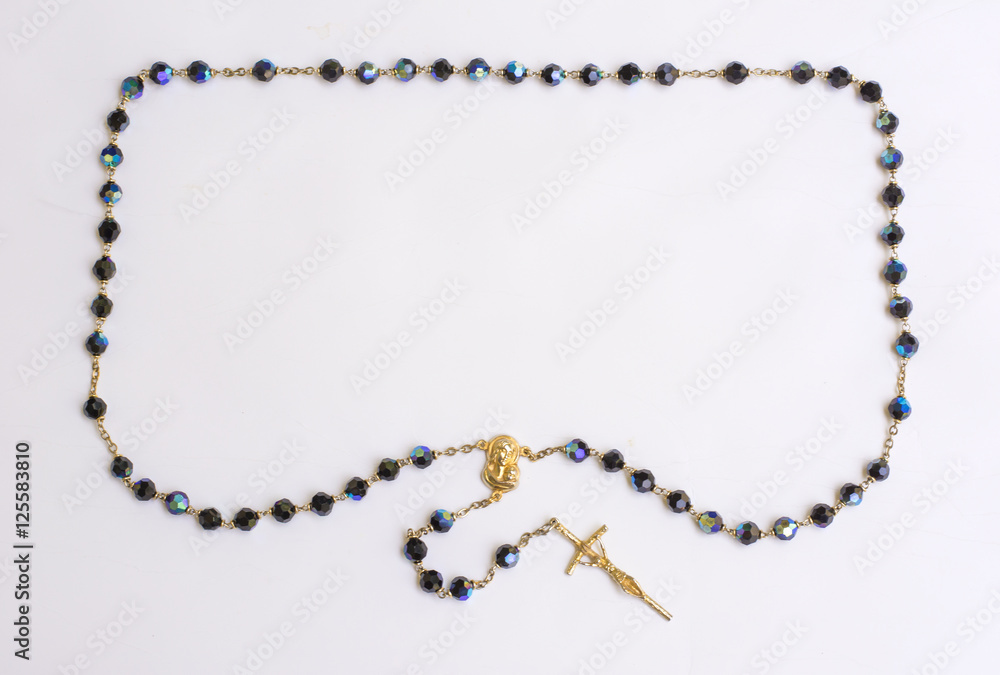 Rosary bead rectangle shape border isolated on white with space for ...