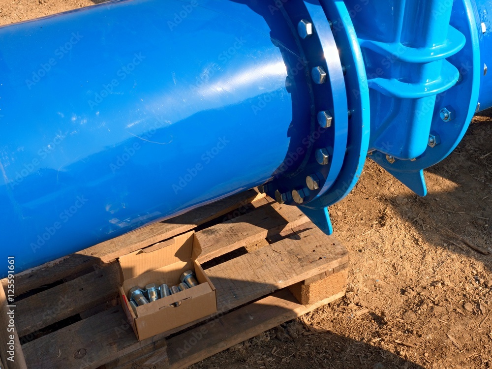 Detail of 500mm drink water joint unit with screws and nuts. Collar ...