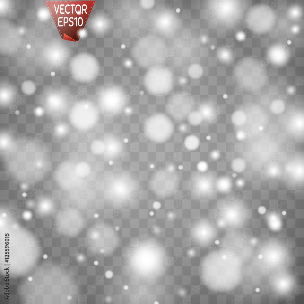 Vector falling snow effect isolated on transparent background with ...