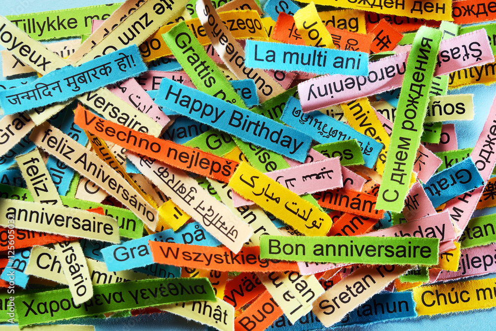 Happy Birthday on different languages Stock Photo | Adobe Stock
