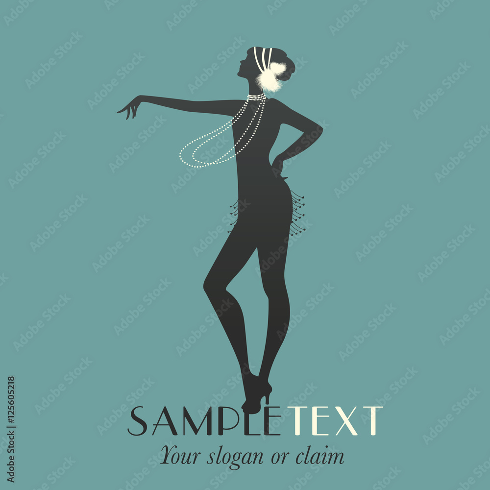 Flapper girl silhouette dancing Charleston Stock Vector | Adobe Stock