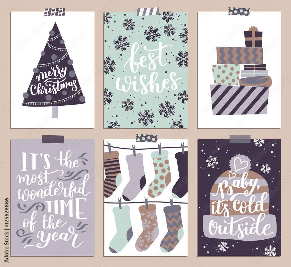 Vector collection of Christmas poster templates. Christmas set of ...
