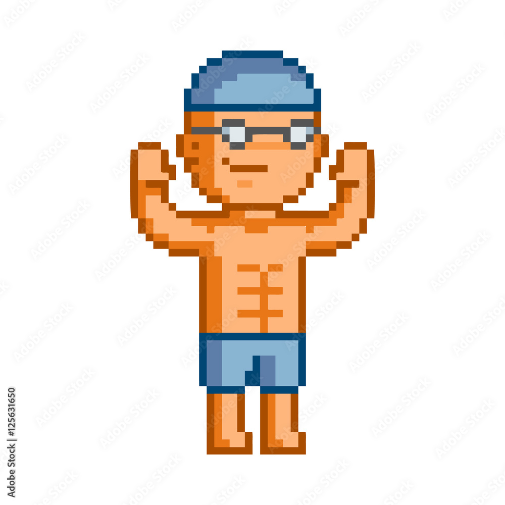 Pixel art swimmer. Vector sport symbol. Stock Vector | Adobe Stock