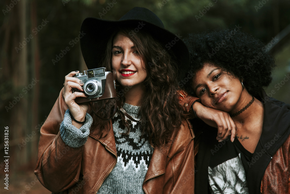 friends with a camera Stock Photo | Adobe Stock