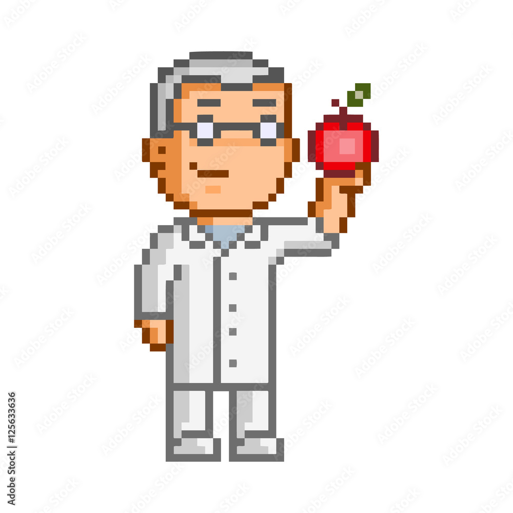 Vector 8-bit pixel art scientist Stock Vector | Adobe Stock