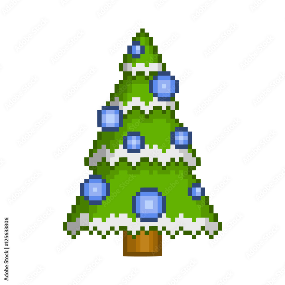 Pixel art christmas tree with ornaments Stock Vector | Adobe Stock